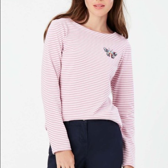 Joules | Tops | Joules Pink Embroidered Butterfly Harbour Long Sleeve ...